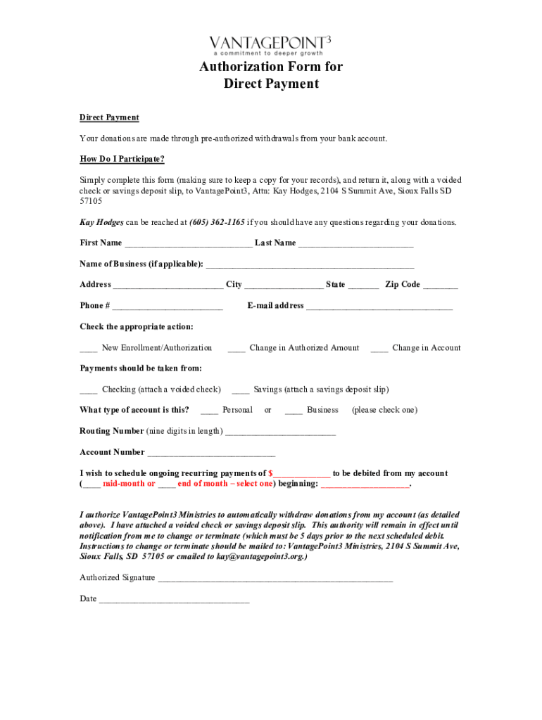 Fillable Online Free Direct Deposit Authorization Forms ...