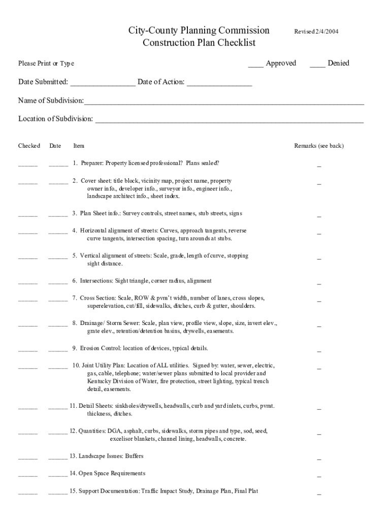 Fillable Online drainage plan checklist form - Bowling Green Kentucky ...