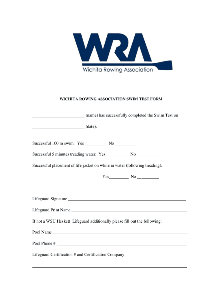 Fillable Online Swim Test Form.docx Fax Email Print - pdfFiller