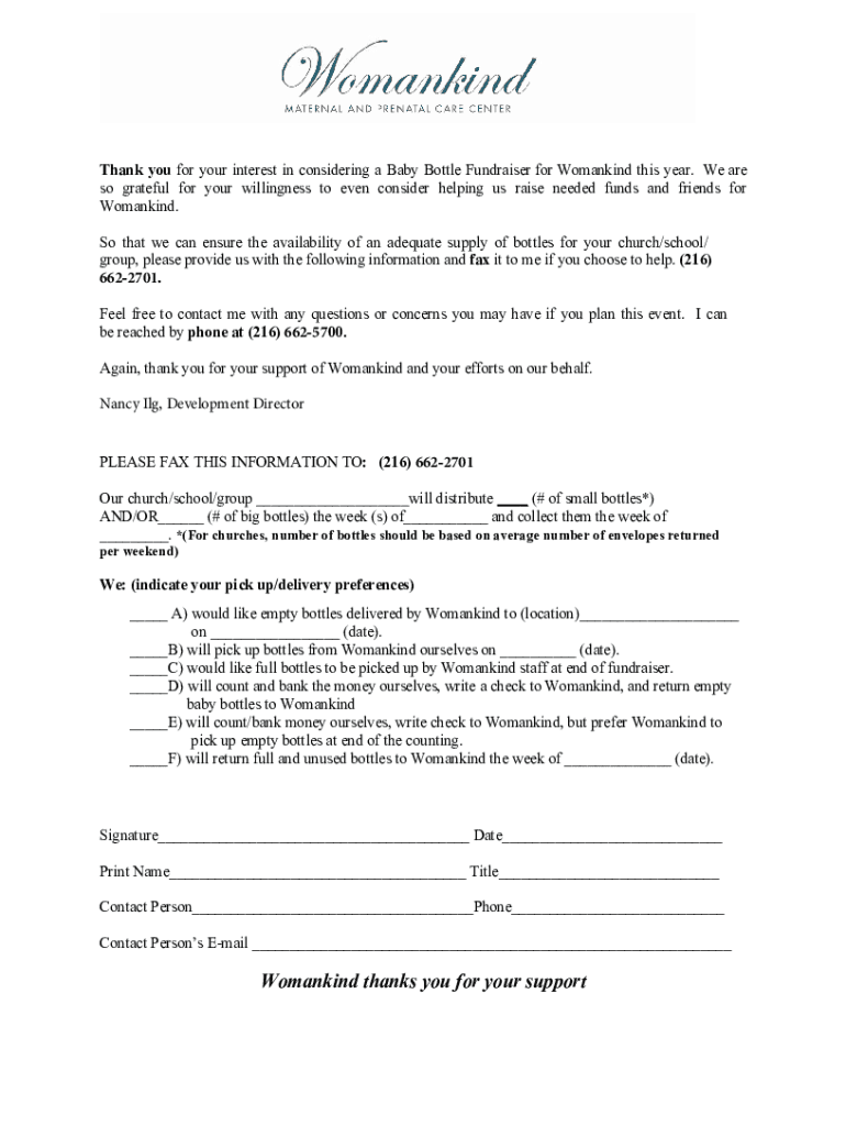 Fillable Online Thank you - Womankind Cleveland Fax Email Print - pdfFiller