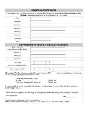 Fillable Online 2013 Standing Order Form.doc Fax Email Print - pdfFiller