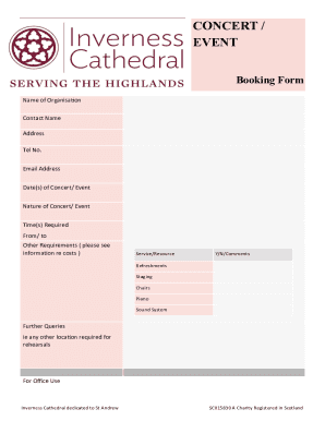 Fillable Online Concert and Event Booking Form Fax Email Print - pdfFiller