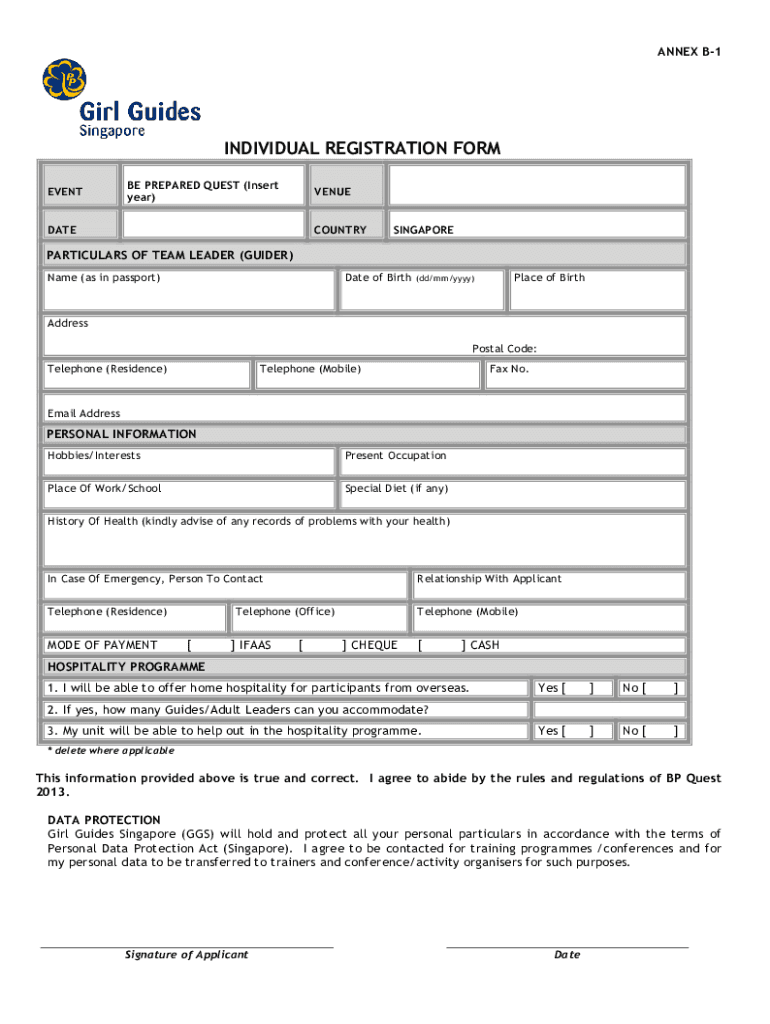 Fillable Online girlguides org BP Quest Registration Form - Girl Guides ...