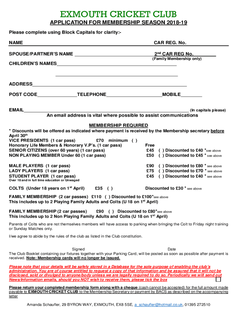 Fillable Online Cricket Tournament Form - Fill Online, Printable ...