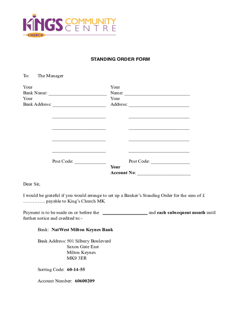 Fillable Online Aib Standing Order Form - Fill Out and Sign Printable ...