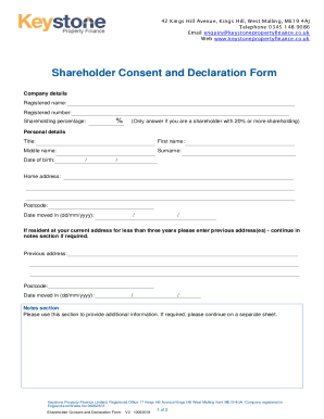 Fillable Online Shareholder consent form - Keystone Property Finance ...