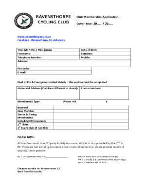 Fillable Online RCC membership form including DPA Fax Email Print ...