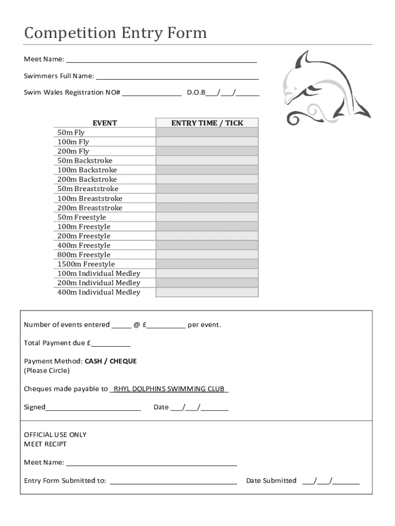Fillable Online Swim Wales - Colwyn Bay Swimming Club Fax Email Print ...