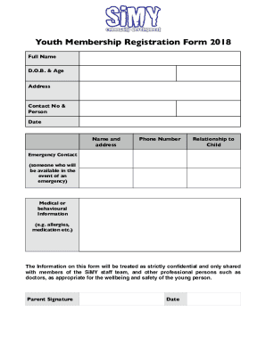 Fillable Online Youth Group Registration Form - 2 Free Templates in PDF ...