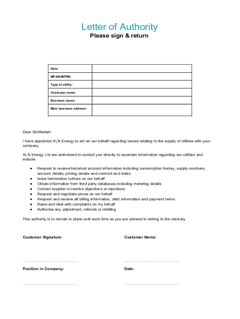 Fillable Online Letters of Authorization - AEP Texas Fax Email Print ...