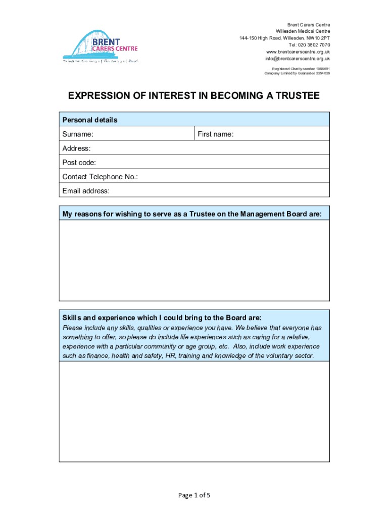 Fillable Online Trustee-Expression-of-Interest-Form Fax Email Print ...