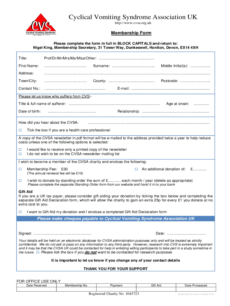Fillable Online cvsa org CVSA Membership Form Fax Email Print - pdfFiller