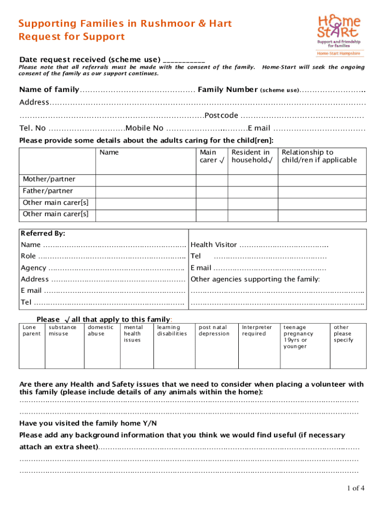 Fillable Online Young Carers Support - Hart Voluntary Action Fax Email ...