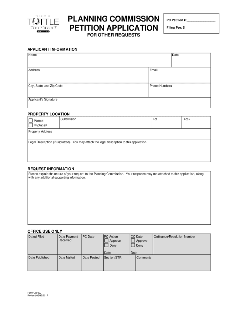 Fillable Online Rezoning Petition or Ordinance Amendment Form Fax Email ...