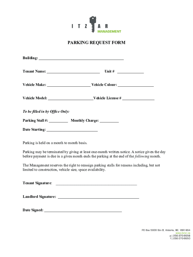 Fillable Online Generic Parking Request Form with Logo Fax Email Print ...