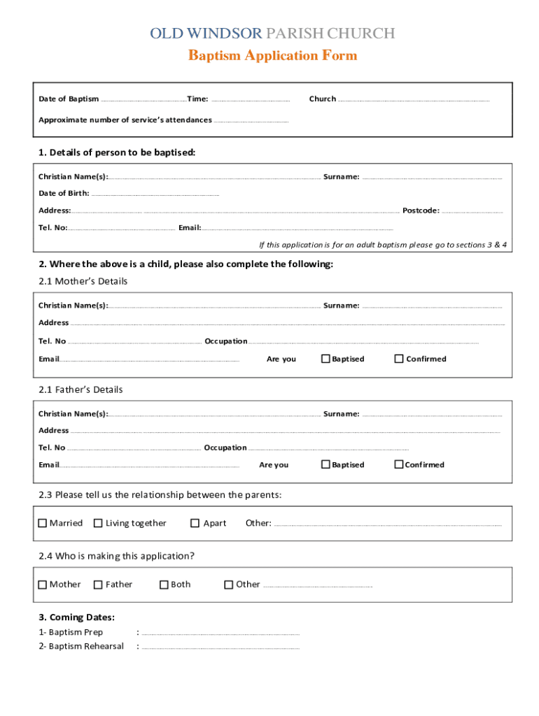 Fillable Online OLD WINDSOR PARISH CHURCH - SS Peter and Andrew's Church, Old ... Fax Email ...