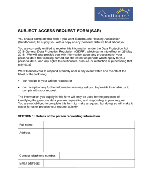 Fillable Online sandbournehousingassociation org Subject Access Request ...