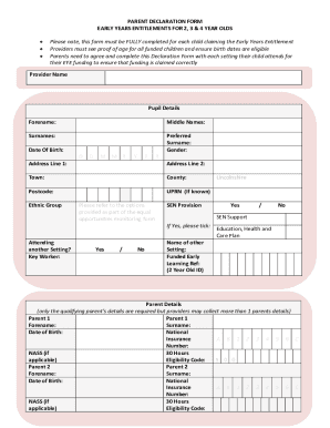 Fillable Online Parent declaration form free early education and ...