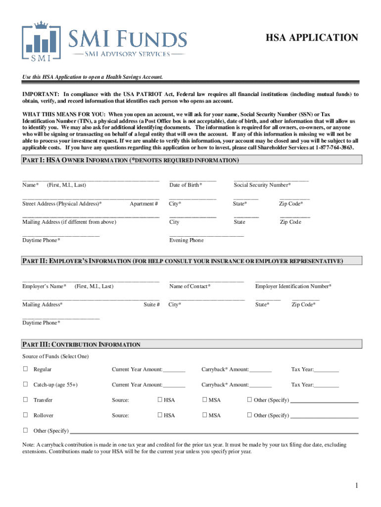 Fillable Online Get the Use this HSA Application to open a Health ...
