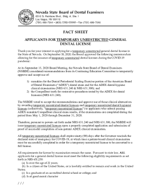Fillable Online FACT SHEET - Nevada State Board of Dental Examiners Fax ...