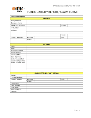 Fillable Online Public Liability Report Claim Form Fax Email Print ...