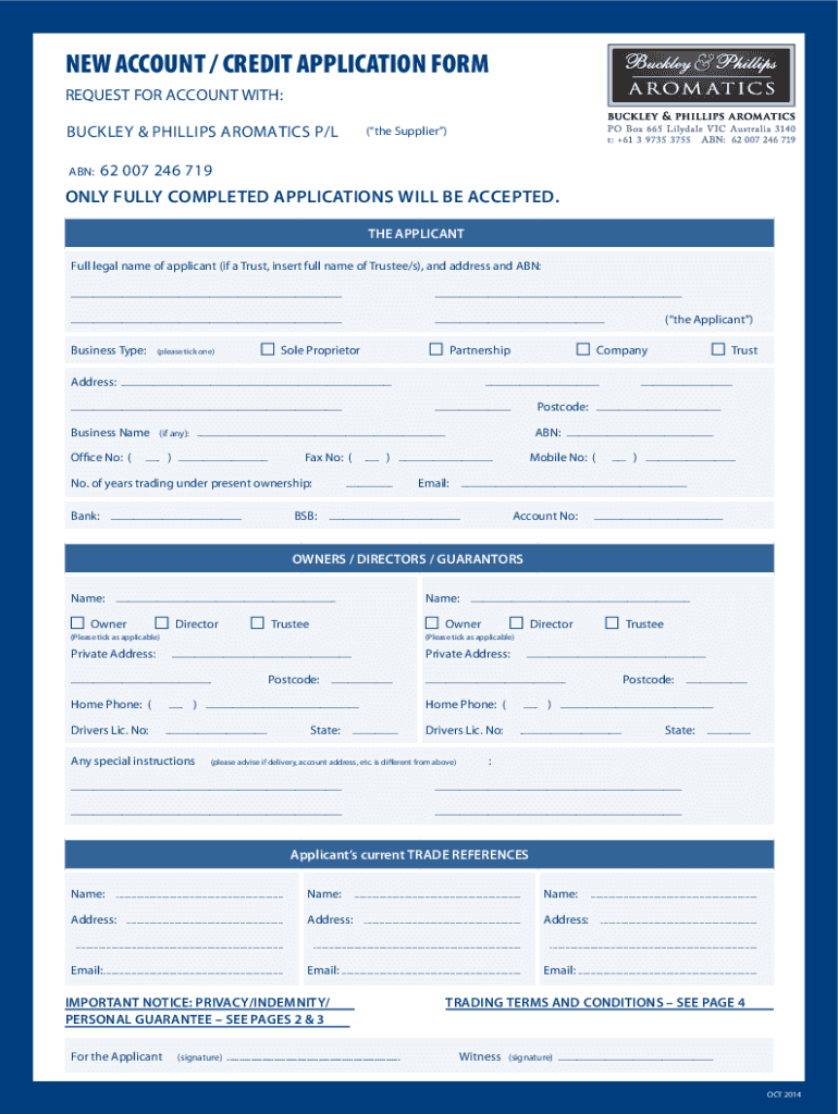 Fillable Online NEW CUSTOMER CREDIT APPLICATION - All Foils, Inc. Fax ...