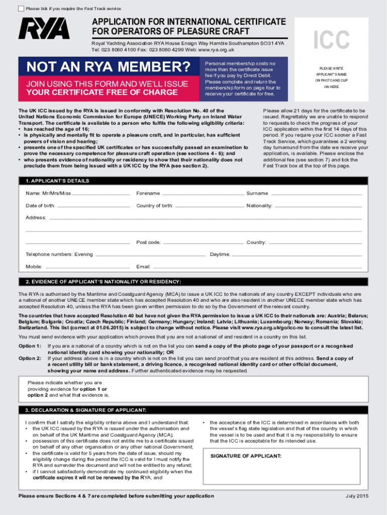 Rya Icc Online Renewal - Fill Online, Printable, Fillable, Blank ...