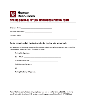 Fillable Online SPRING COVID-19 RETURN TESTING COMPLETION FORM Fax ...