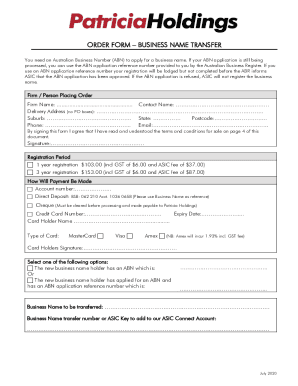 Fillable Online Changing your business name ABNASIC - Australian ...