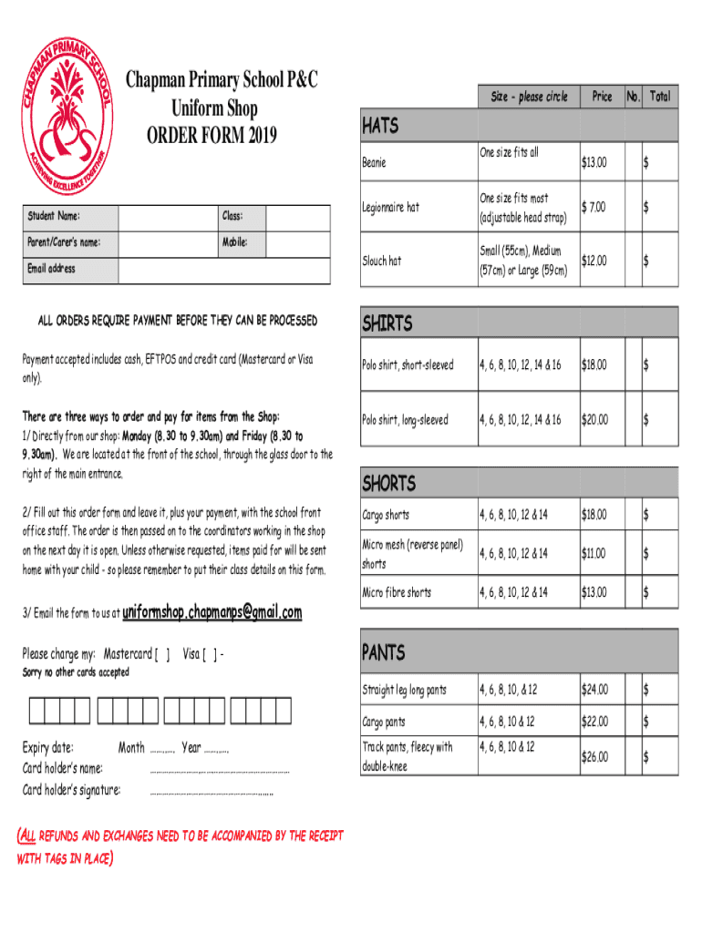 Fillable Online PDF Chapman Primary School Fax Email Print - pdfFiller