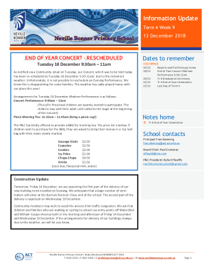 Fillable Online Newsletter. Neville Bonner Primary School Fax Email ...