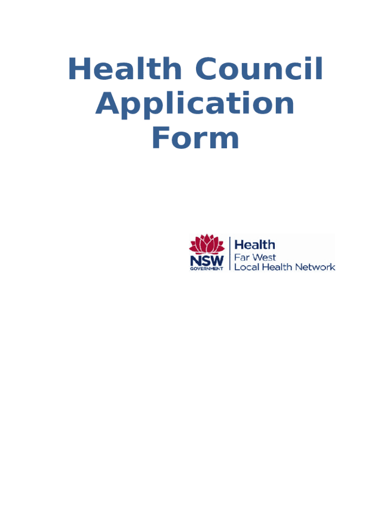 Health Council Application Doc Template | pdfFiller