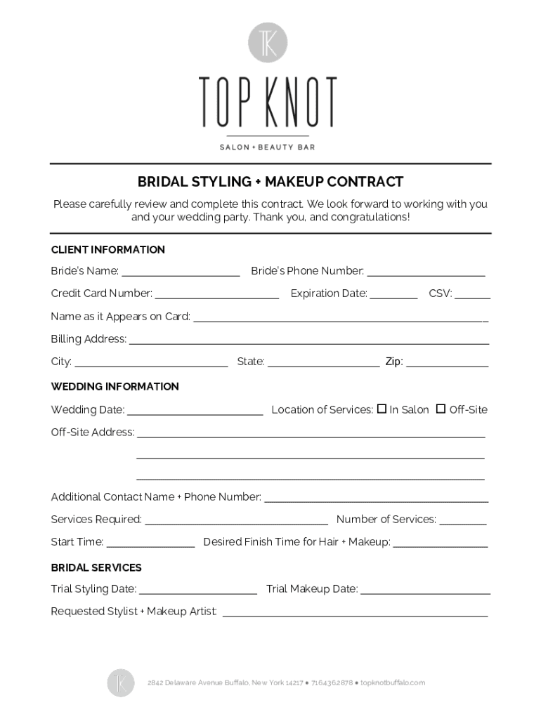 Wedding Hair Contract Template - Fill Online, Printable, Fillable ...
