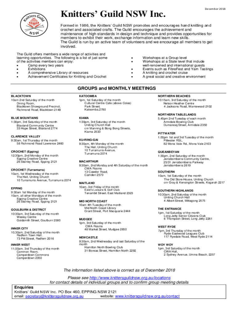 Fillable Online knittersguildnsw org Knitters Guild NSWThe History of ...