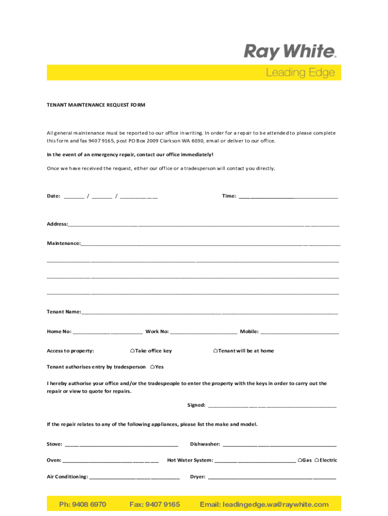 Fillable Online maintenance request letter sample Fax Email Print ...