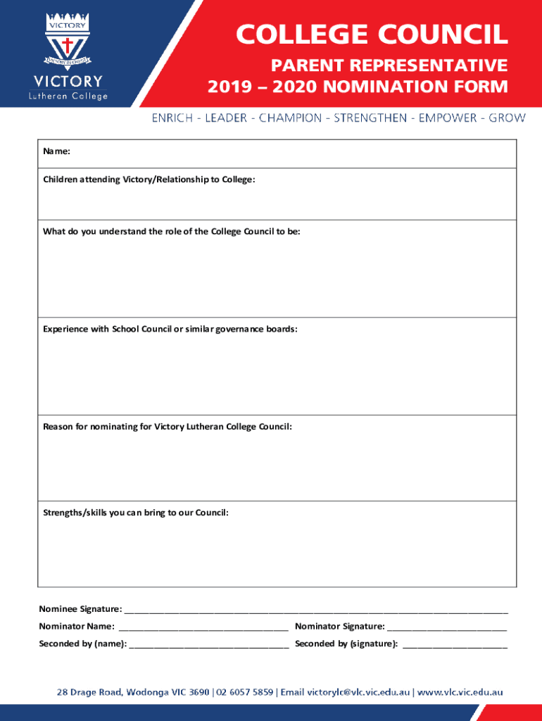 Fillable Online 2019 2020 NOMINATION FORM Fax Email Print - pdfFiller