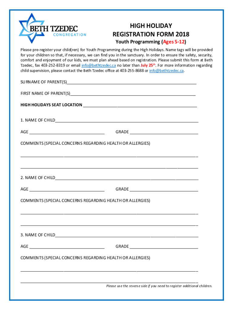 Fillable Online Youth Programs Registration Form - JMU Fax Email Print ...