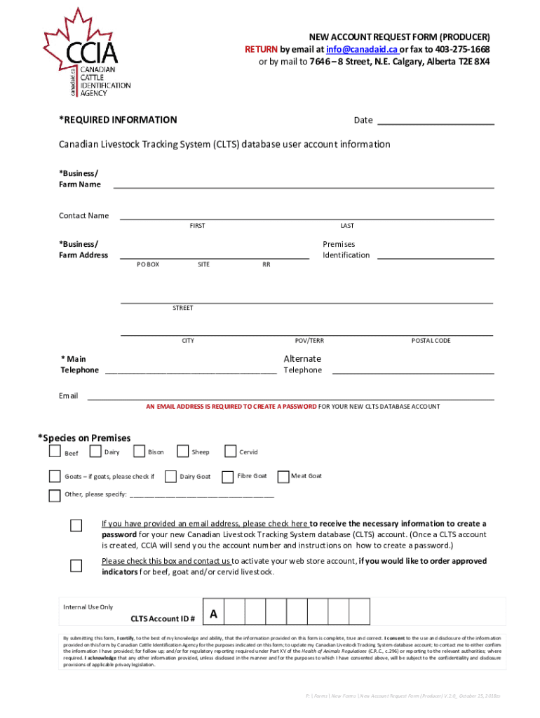 Fillable Online New Account Request Form (Producer) EN Fax Email Print ...