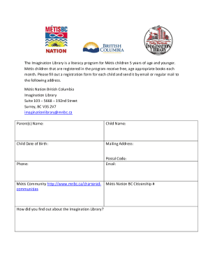 Fillable Online Imagination Library Registration Form 07-18.docx Fax ...