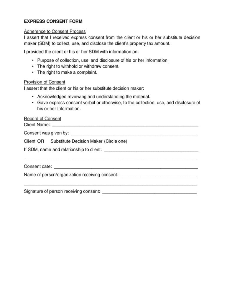 Fillable Online Expressed consent and implied consent: what's the ...