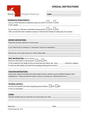 Fillable Online Special Instruction Form.pages Fax Email Print - pdfFiller