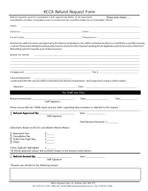 Fillable Online KCCA Refund Request Form Fax Email Print - pdfFiller