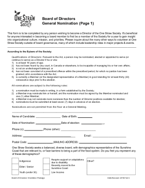 Fillable Online Board nomination Form - Google Docs Fax Email Print ...