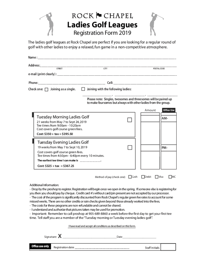 Fillable Online Women's Golf League Registration FormThe Myth Golf Course ... Fax Email Print ...
