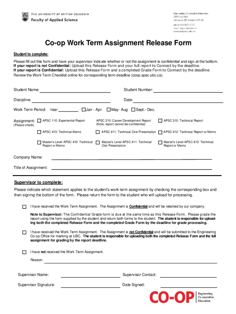 Fillable Online Co-op roles and responsibilitiesCo-operative Education ...