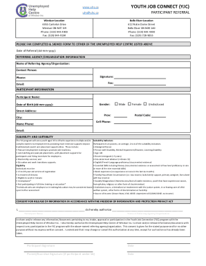 Fillable Online Client Referral to Unemployed Help Centre of ... - uhc ...