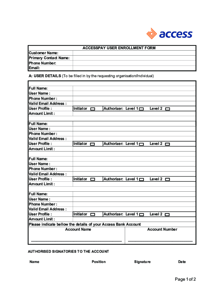 Fillable Online ACCESSPAY ENROLMENT FORM Fax Email Print - pdfFiller