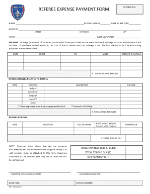 Fillable Online REFEREE EXPENSE PAYMENT FORM Fax Email Print - pdfFiller