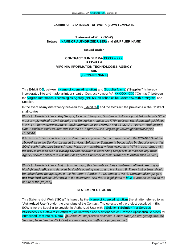 SOW Template. SOW Doc Template | pdfFiller