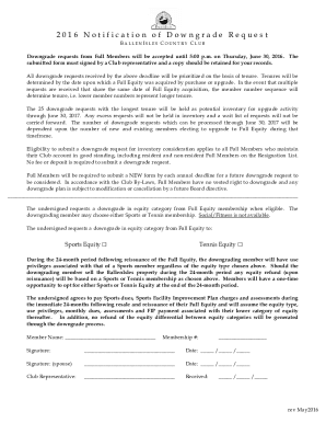 Fillable Online Downgrade Request Form 2016 Fax Email Print - pdfFiller